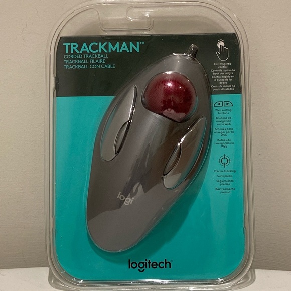 Logitech | Office | Logitech Trackman Tbc2 Corded Marble Trackball ...
